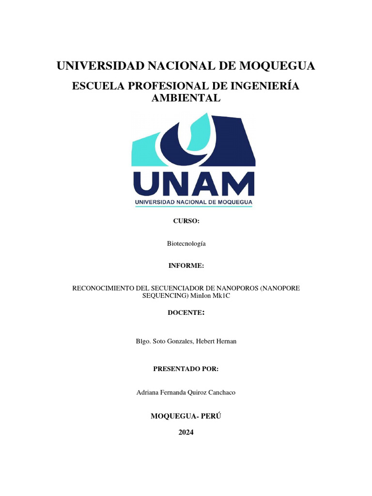 Reconocimiento Del Secuenciador de Nanoporos (Nanopore Sequencing ...