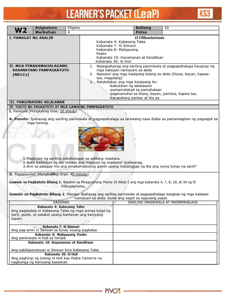 Q4 Filipino 10 Week2 | PDF