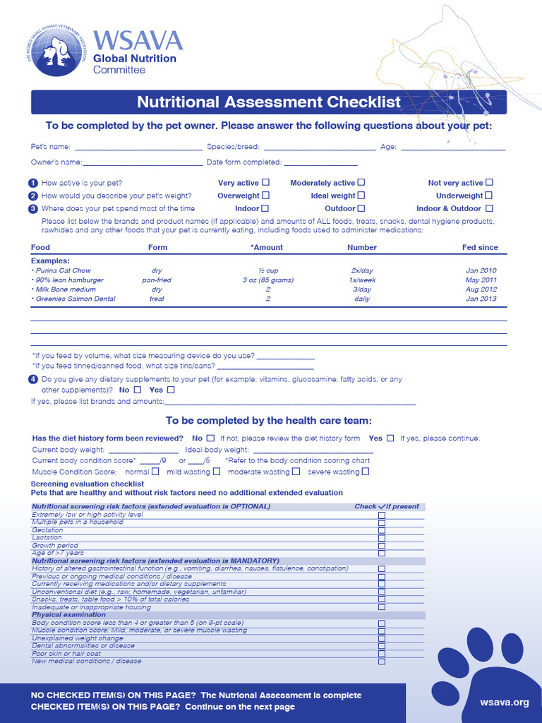 Nutritional Assessment Checklist Ipdf Pag1 | PDF | Diet (Nutrition ...