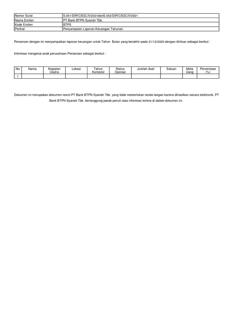 FinancialStatement 2020 Tahunan BTPS | PDF | Pengelolaan Keuangan & Uang | Hukum