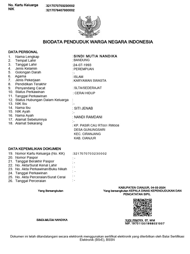 Contoh biodata ktp | PDF