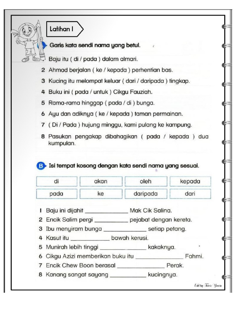 Kata Sendi Nama Bahasa Melayu Tahun 2 | PDF