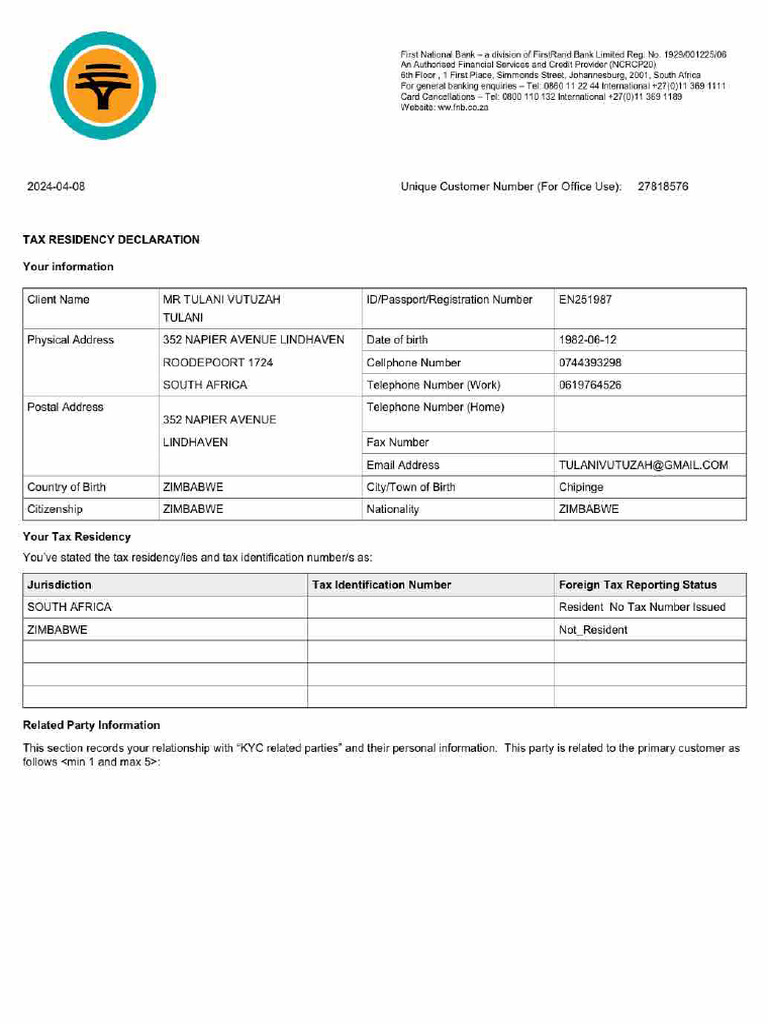 Customer Information and Agreement | PDF