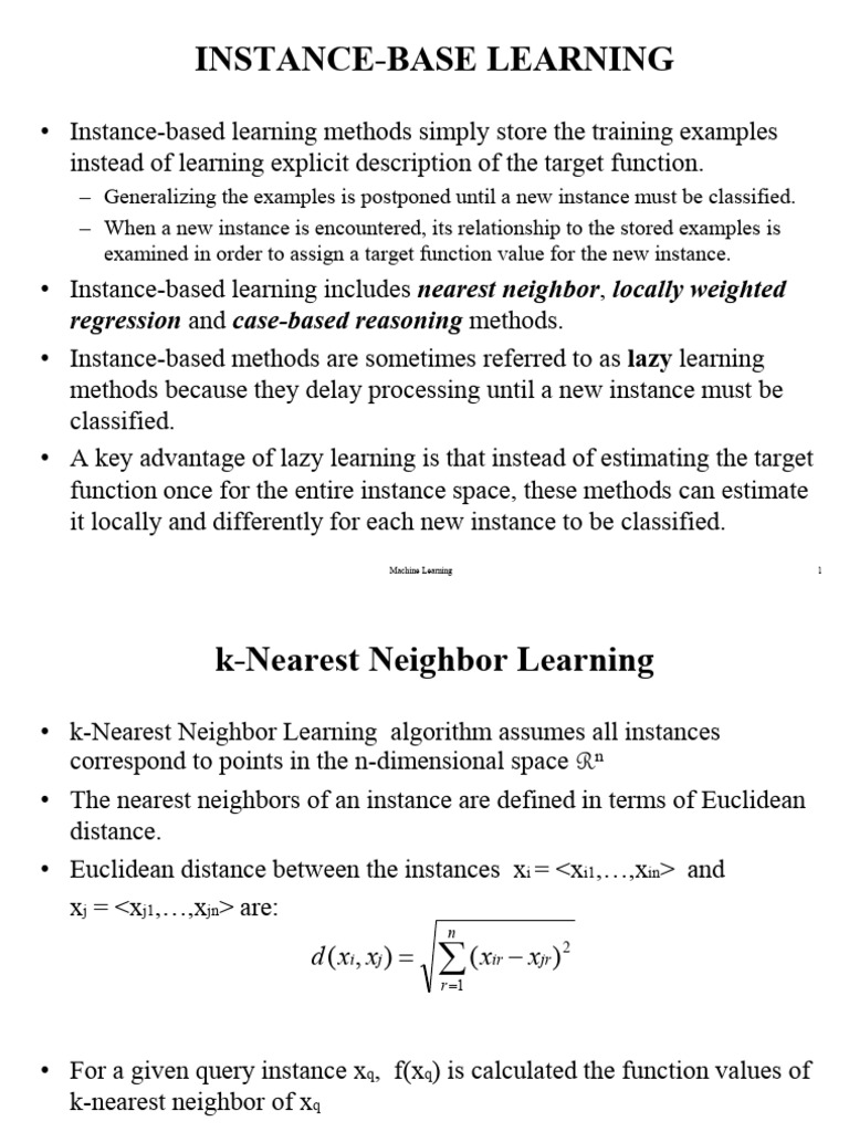lec05-InstanceBased | PDF | Machine Learning | Regression Analysis
