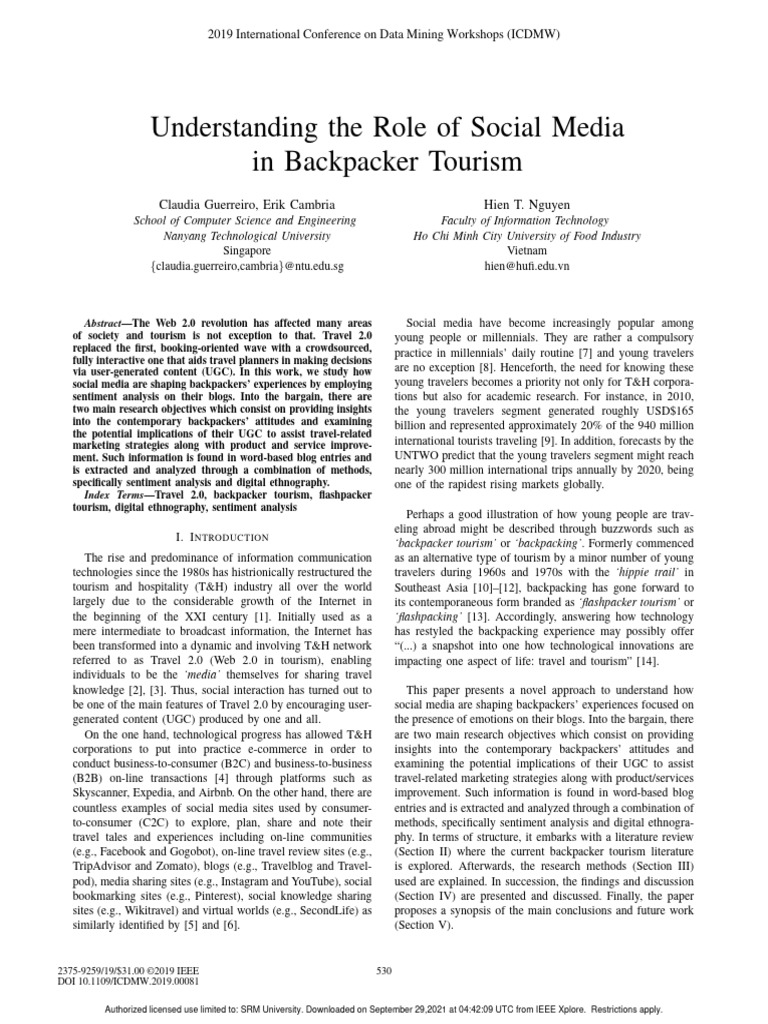 Understanding The Role of Social Media in Backpacker Tourism | PDF | Tourism | Social Media