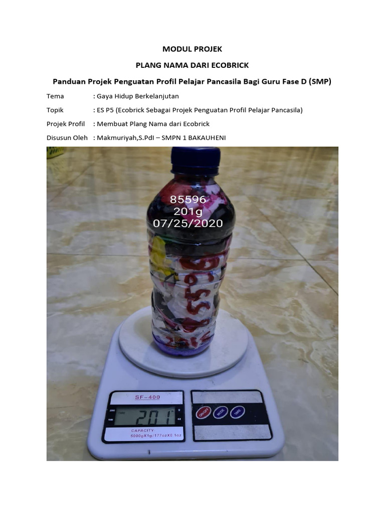 Modul Projek Gaya Hidup Berkelanjutan Ecobrick | PDF