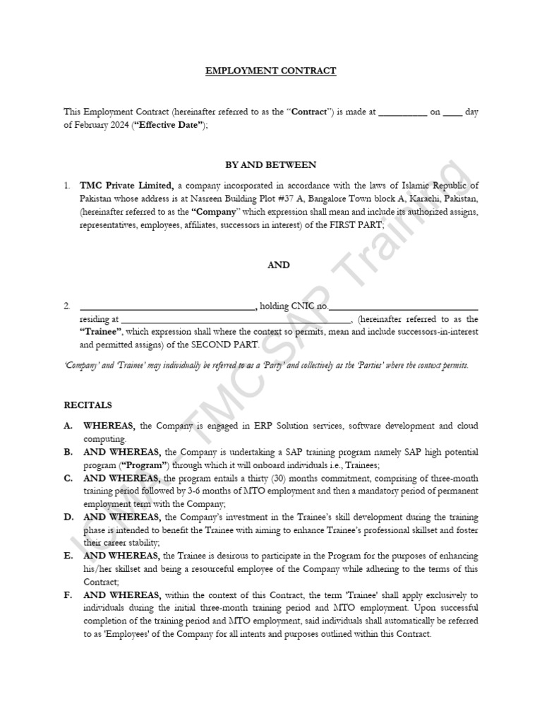 ICMA and TMC - MTO Contract | PDF | Indemnity | Intellectual Property