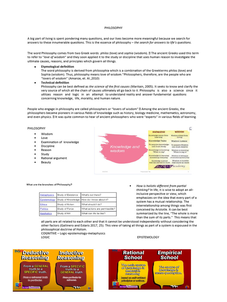 PHILOSOPHY | PDF | Reason | Holism