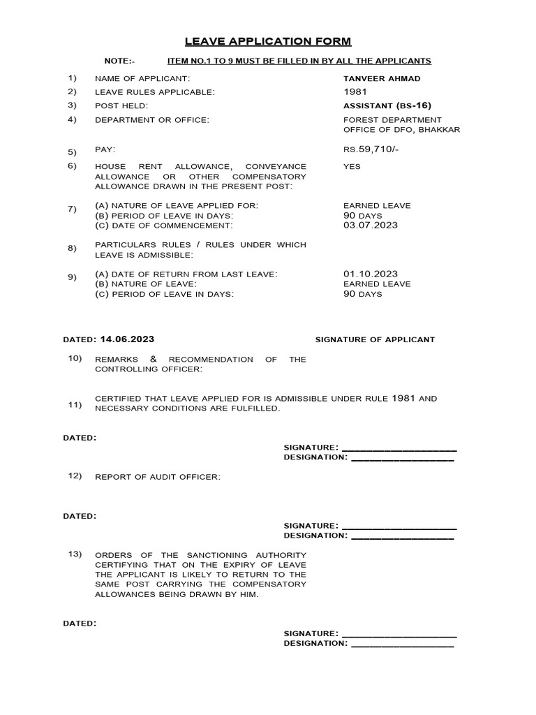 Application For Earned Leave | PDF | Justice | Crime & Violence