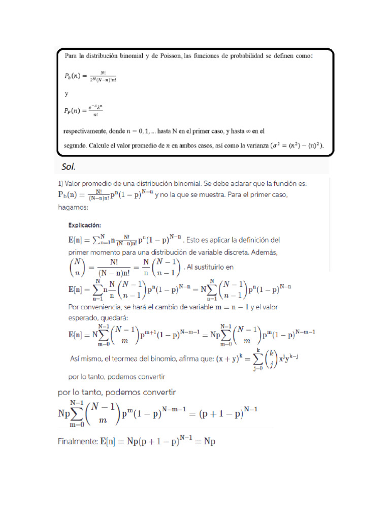Varianza y Desviación de Distribución Binomial y de Poisson | PDF