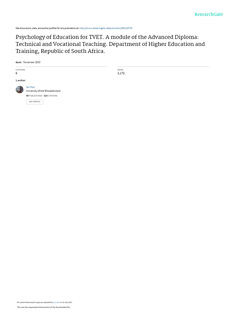 Psychology of Education For TVET | PDF | Knowledge | Breads