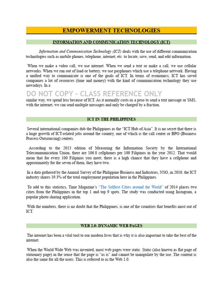 Note 1 - EmTech | PDF | World Wide Web | Internet & Web