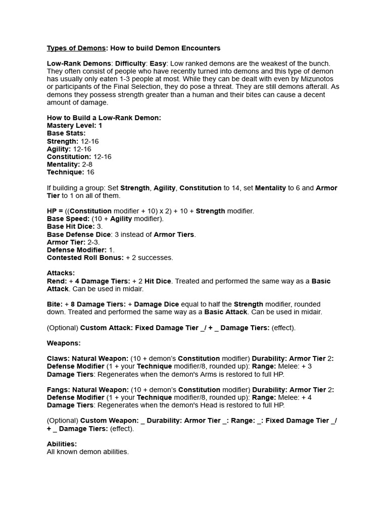 Demons - Known Abilities | PDF | Demons | Regeneration (Biology)