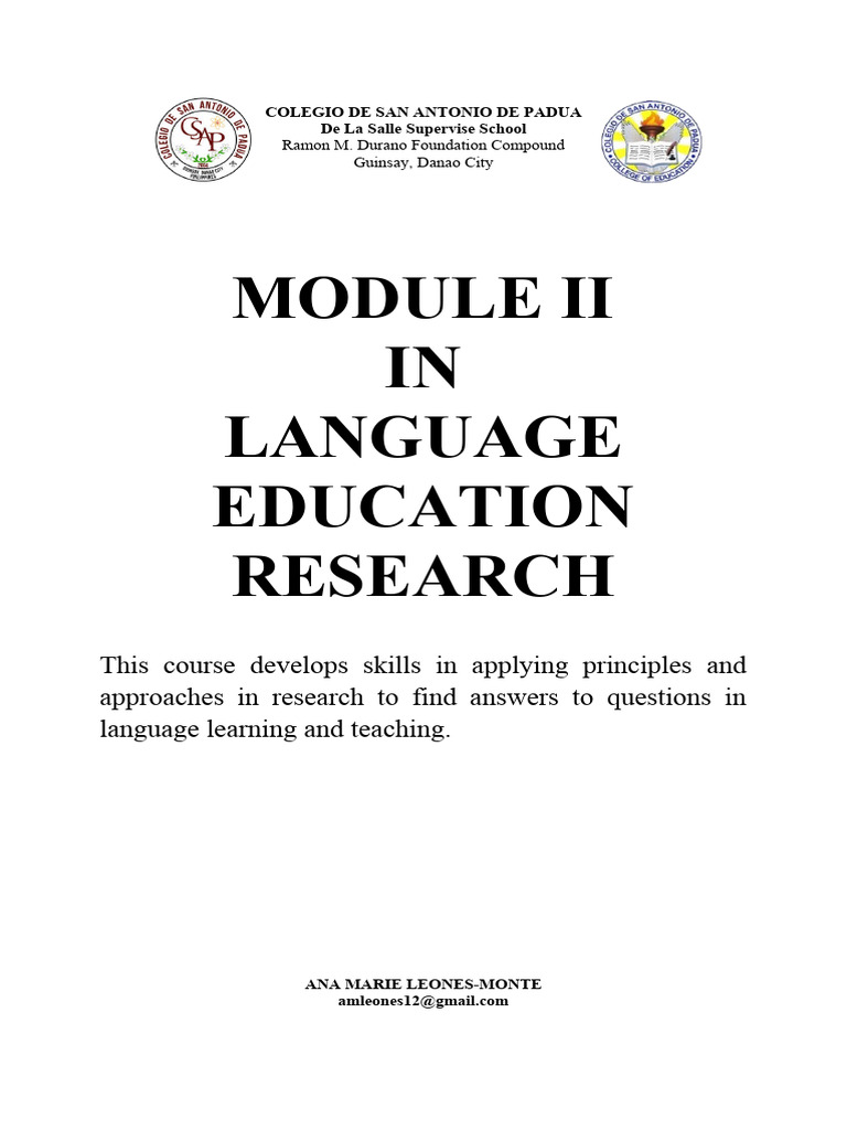 Lang Educ Research Module II | PDF | Hypothesis | Quantitative Research