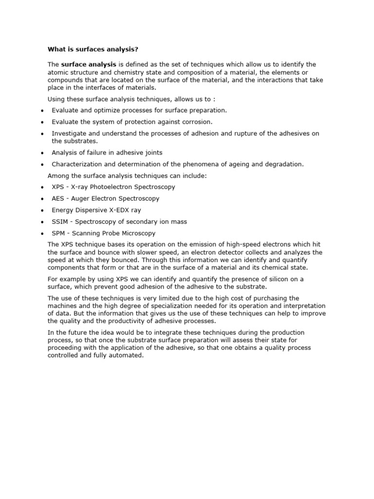 Understanding Surface Analysis Techniques | PDF | X Ray Photoelectron ...