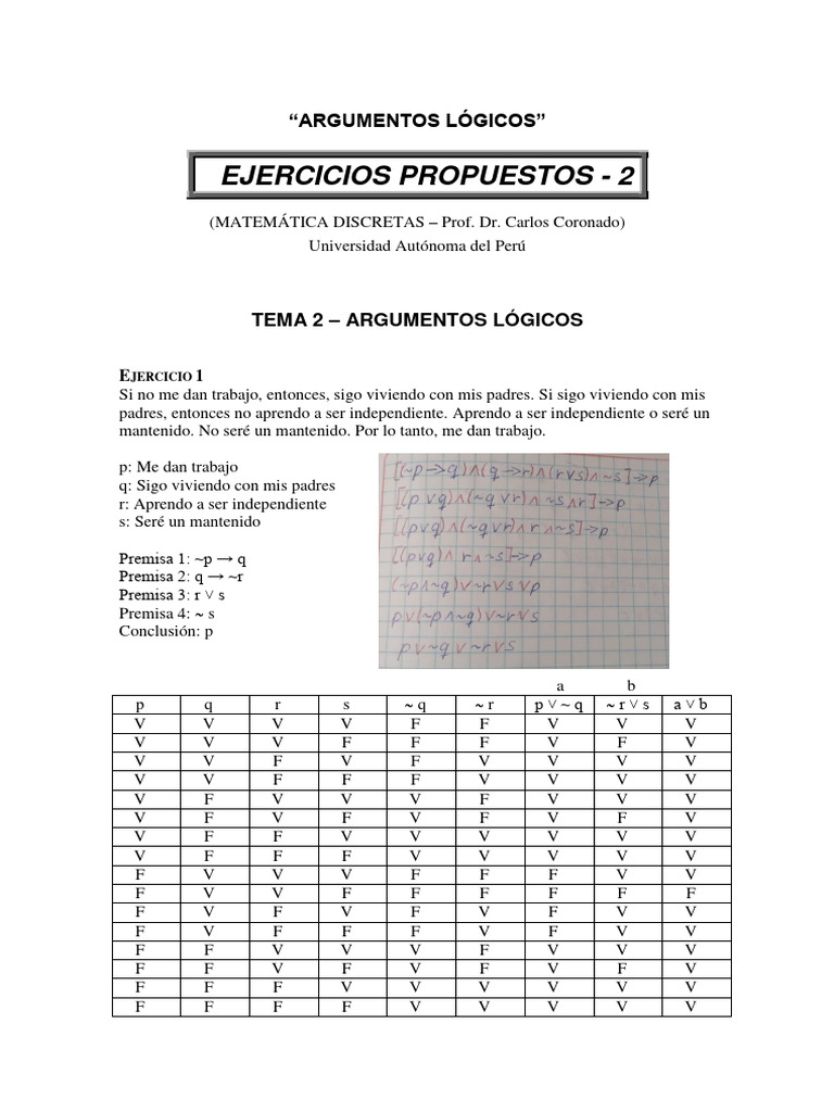 Inferencia Lógica - Tarea Grupal | PDF | Lógica | Matemáticas