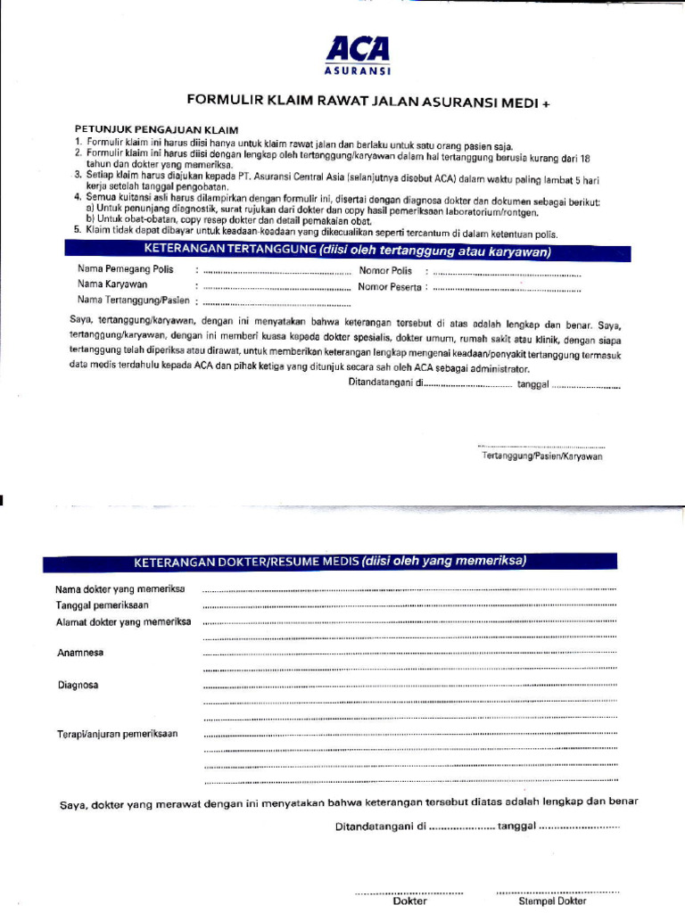 Form Klaim Rawat Jalan | PDF