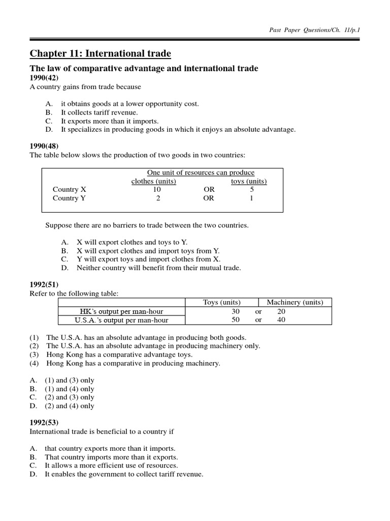 International Trade and Comparative Advantage | PDF | Comparative ...