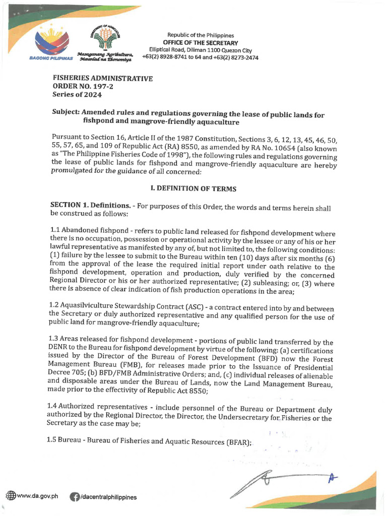 FAO 197 2 Series 2024. Amended Rules and Regulations Governing The Lease of Public Lands For ...