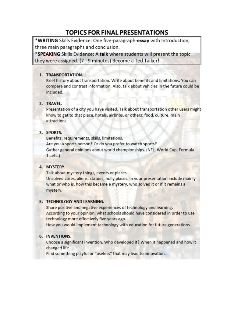 FINAL PRESENTATIONS 2023 - Topics, Schedule, Rubrics | PDF | Learning | Cognitive Science