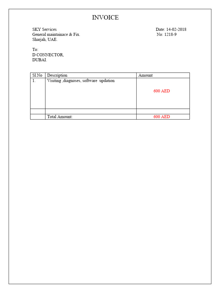 Sky Service (Invoice) | PDF | Business