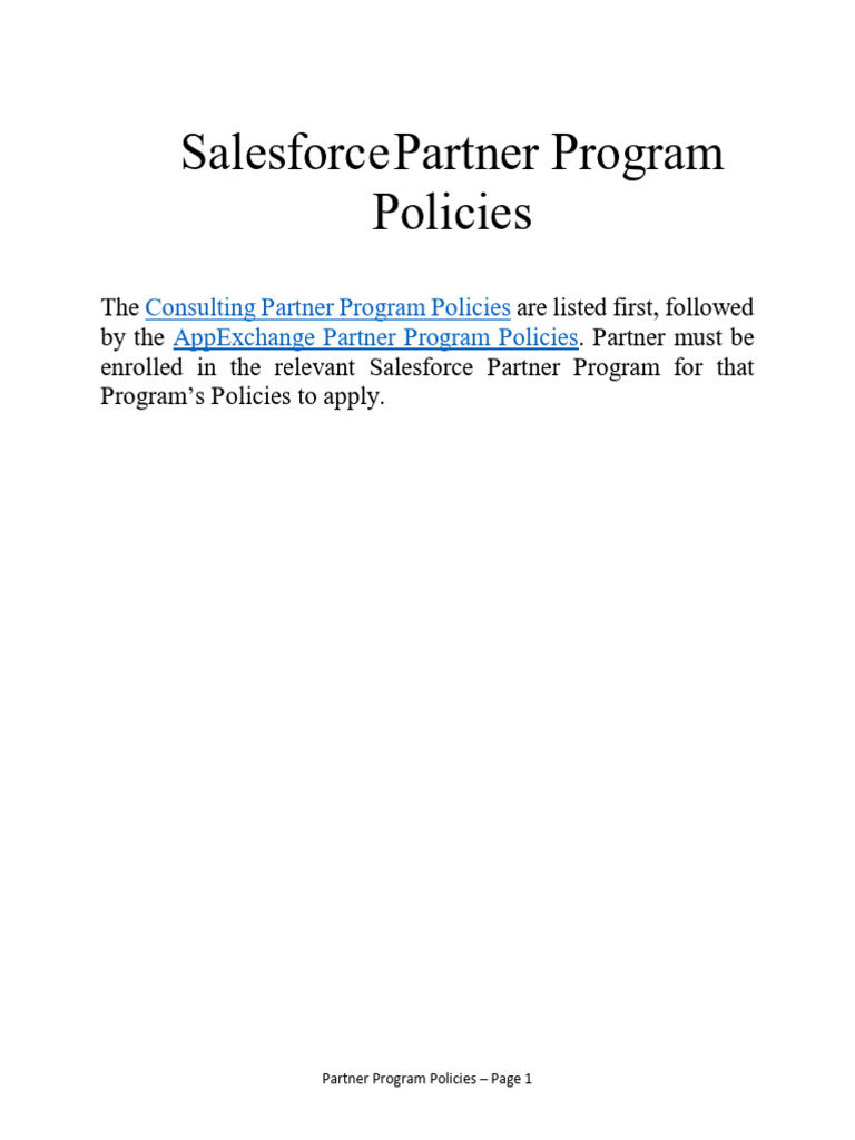 Salesforce Partner Program Policies August 262021 | PDF | Revenue