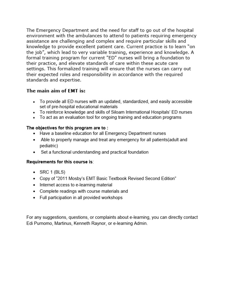 EMT Fundamentals Objectives | PDF