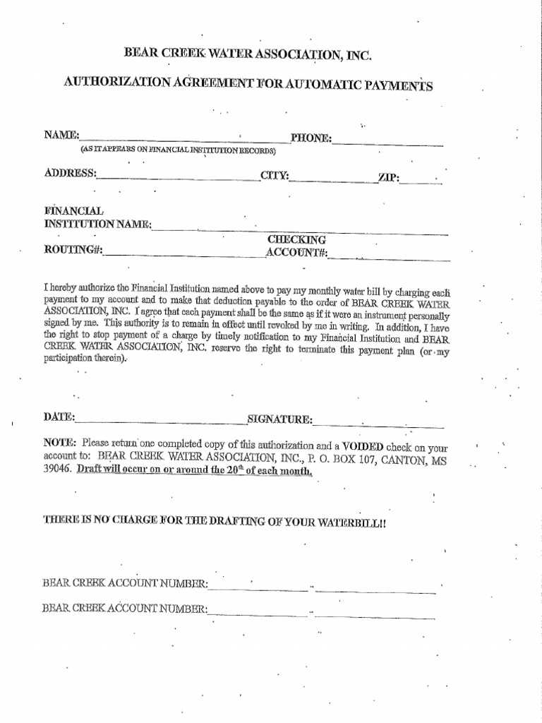 Bank Draft Authorization Form | PDF