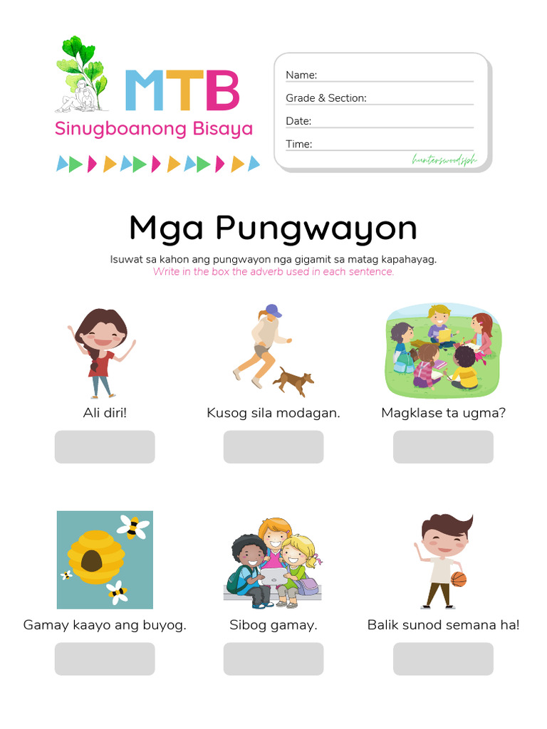 HuntersWoodsPH_MTB-Sinugboanong-Binisaya_Mga-Pungwayon-Worksheet-for-Grade-1 | PDF