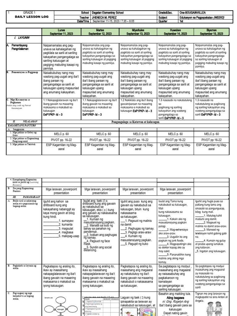 Esp1 - DLL Q1 Week 3 | PDF