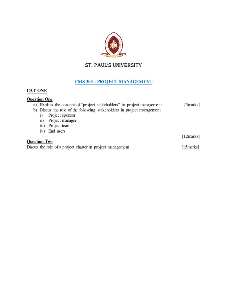 Project Management Stakeholders & Charter | PDF | Art