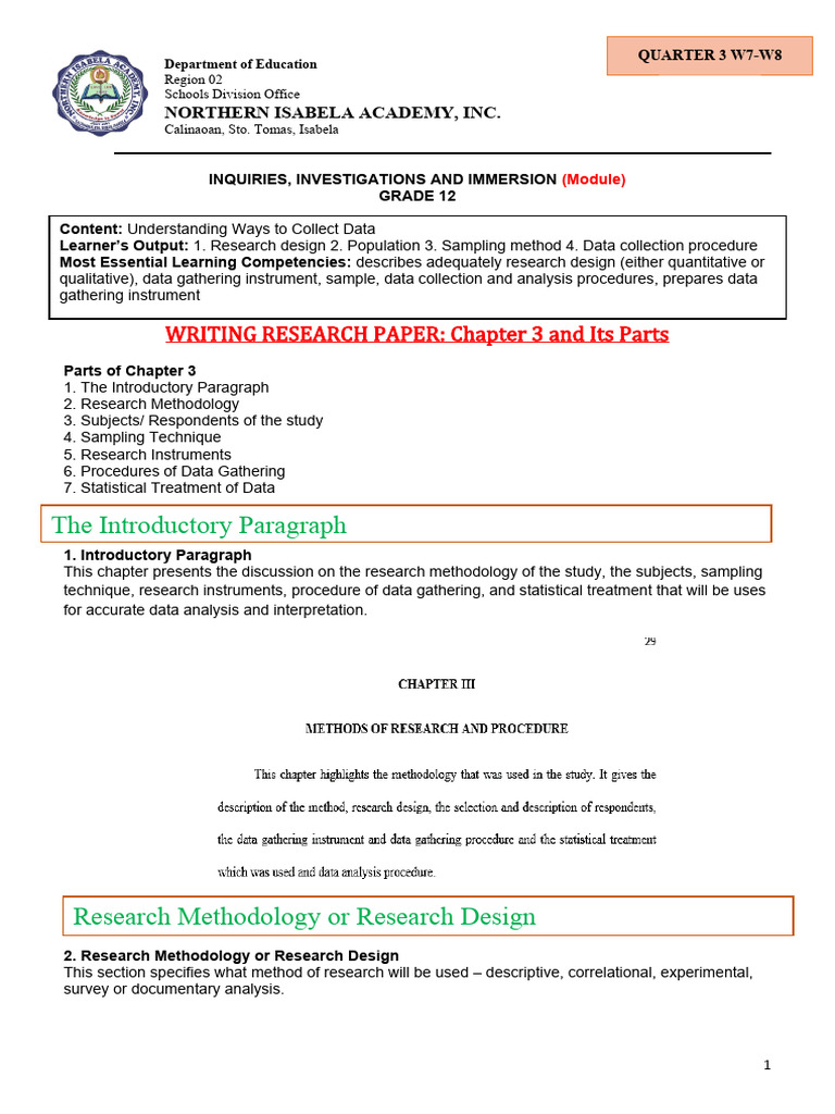 Iii Module 1F (Writing Chapter 3) | PDF | Sampling (Statistics ...