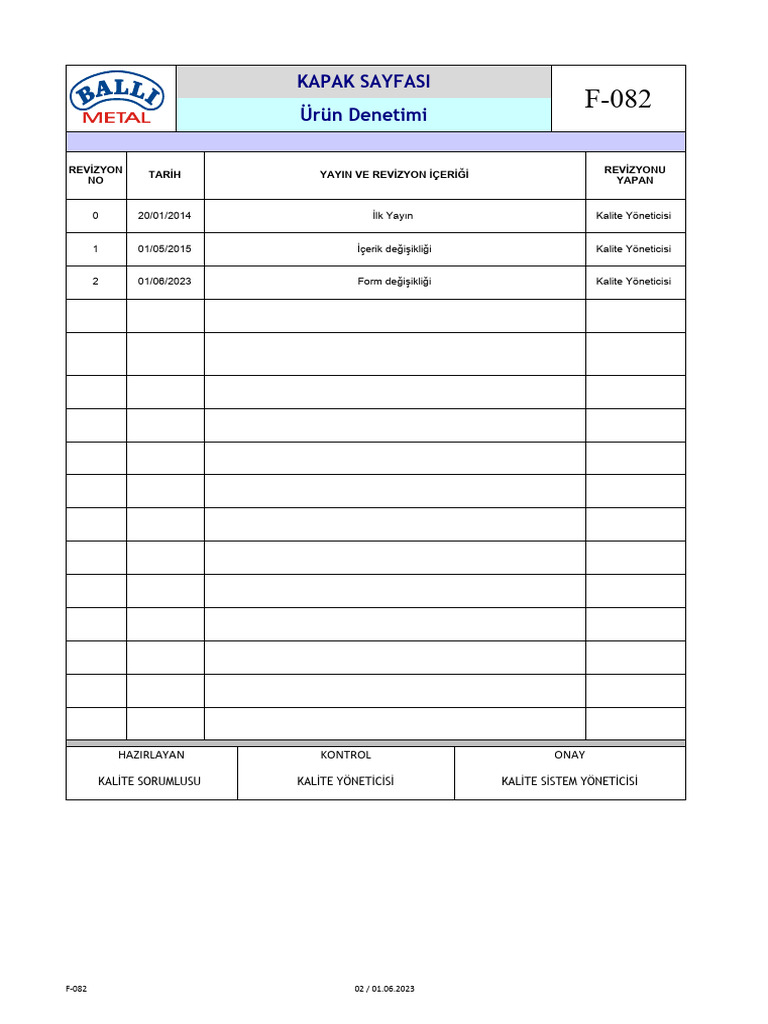 F082 - Ürün Tetkik Formu - Rev02 | PDF