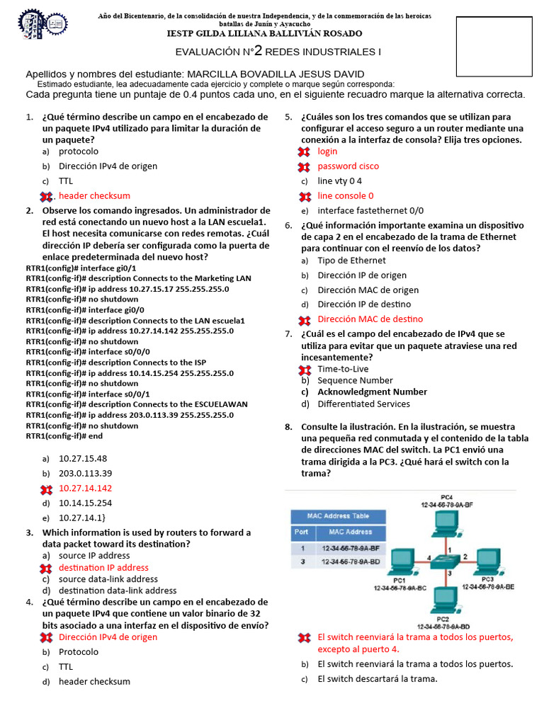 evaluación noche | PDF | Conmutador de red | Yo Pv6