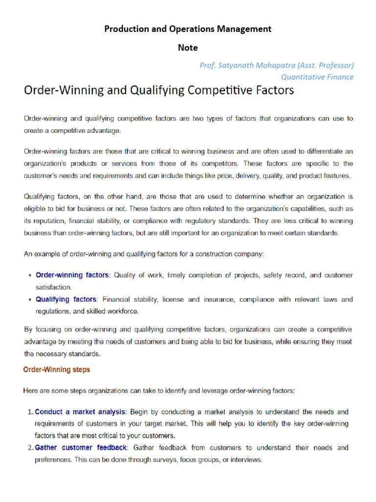 Operation Management Note 19 | PDF