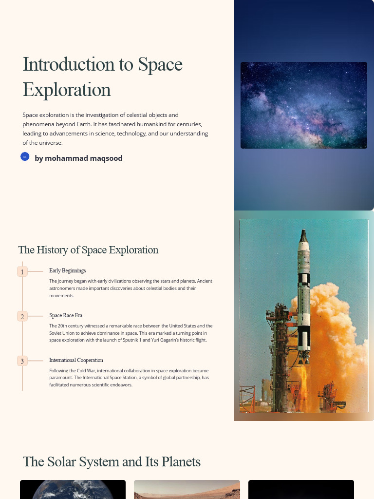 Space Exploration Overview | PDF | Space Exploration | Outer Space