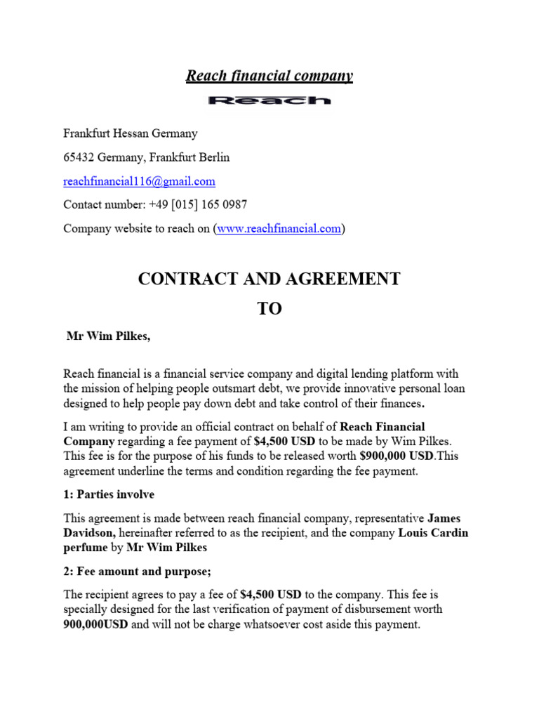 Wim Agreement Document 1 | PDF | Loans | Refinancing
