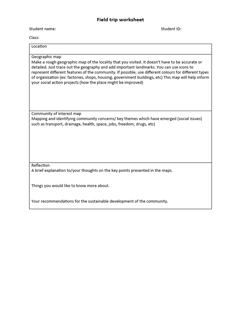Field trip worksheet | PDF