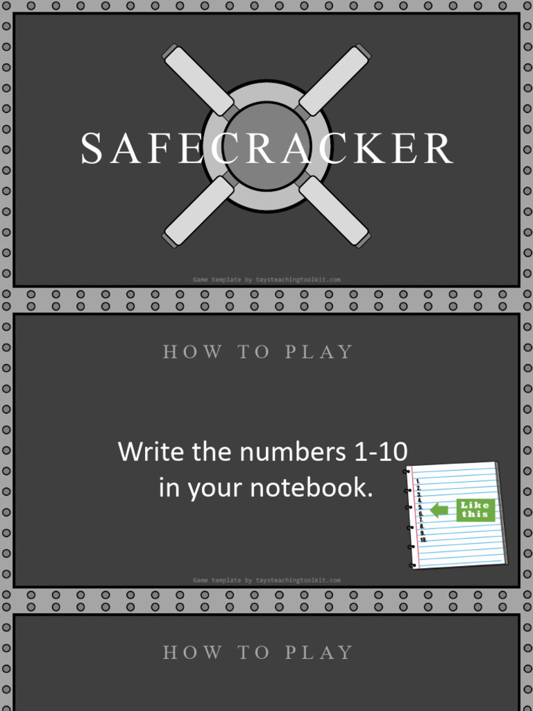 How to Play Safecracker Game | PDF