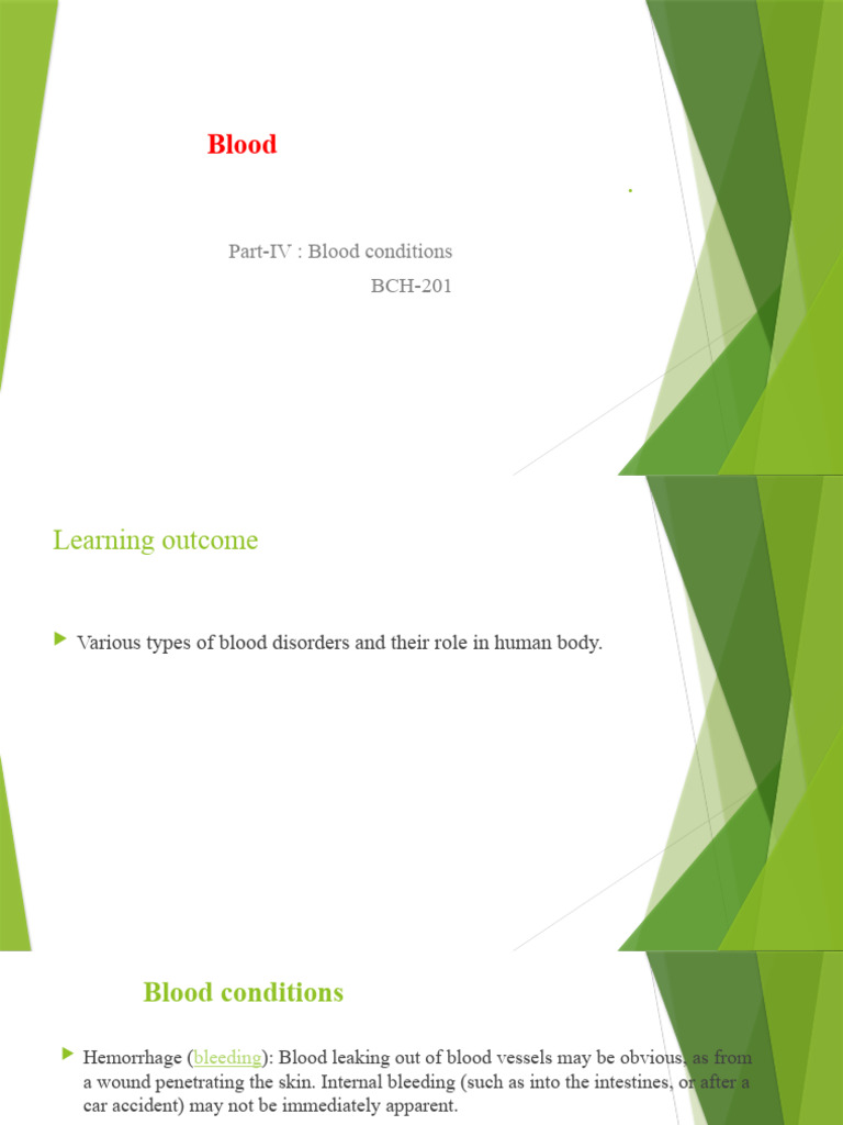 Lecture 5 Blood Condition | PDF | Thrombus | Blood