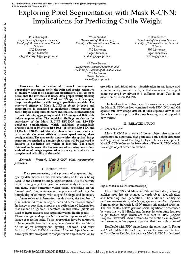 Exploring Pixel Segmentation With Mask R Cnn Implications For Predicting Cattle Weight Pdf