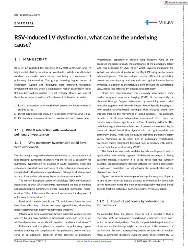 RSV and Left Ventricular Dysfunction Insights | PDF | Hypertension ...