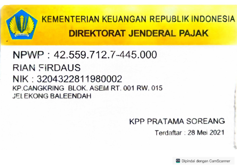 NPWP Rian | PDF