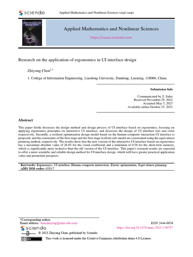 Research On The Application of Ergonomics in UI in | PDF | User ...