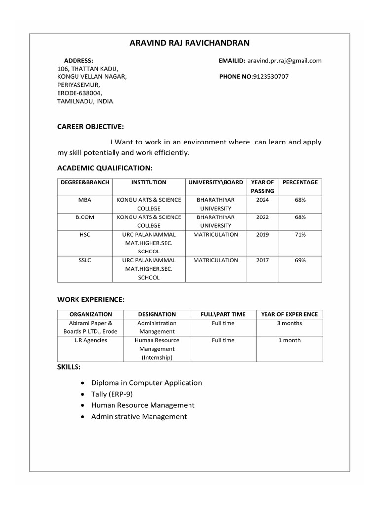 Aravind Raj-Resume | PDF