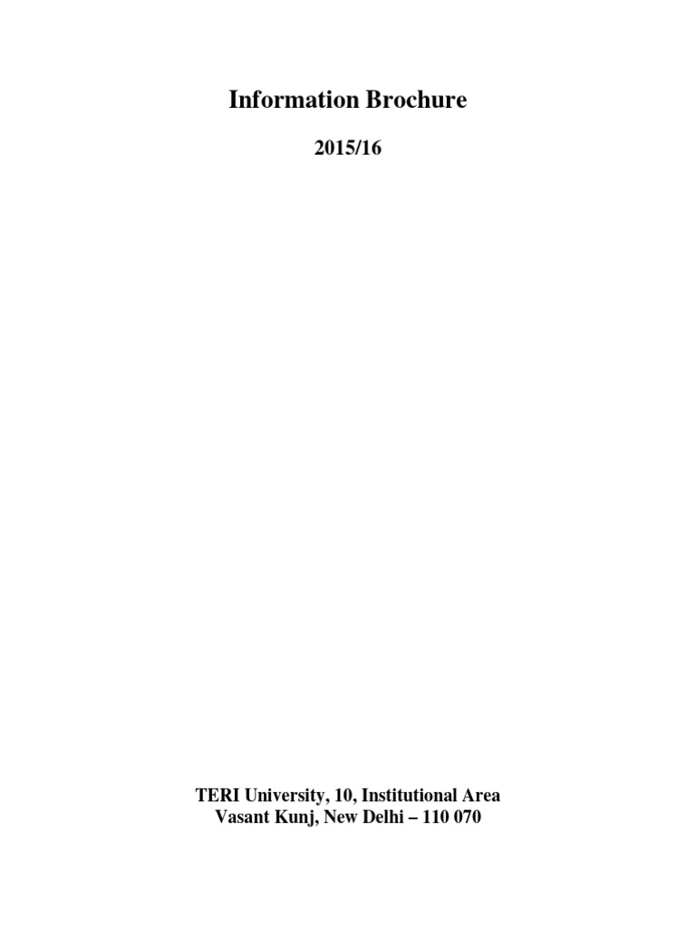TERI Information-Brochure - 2015-16 | PDF | Doctor Of Philosophy | Thesis