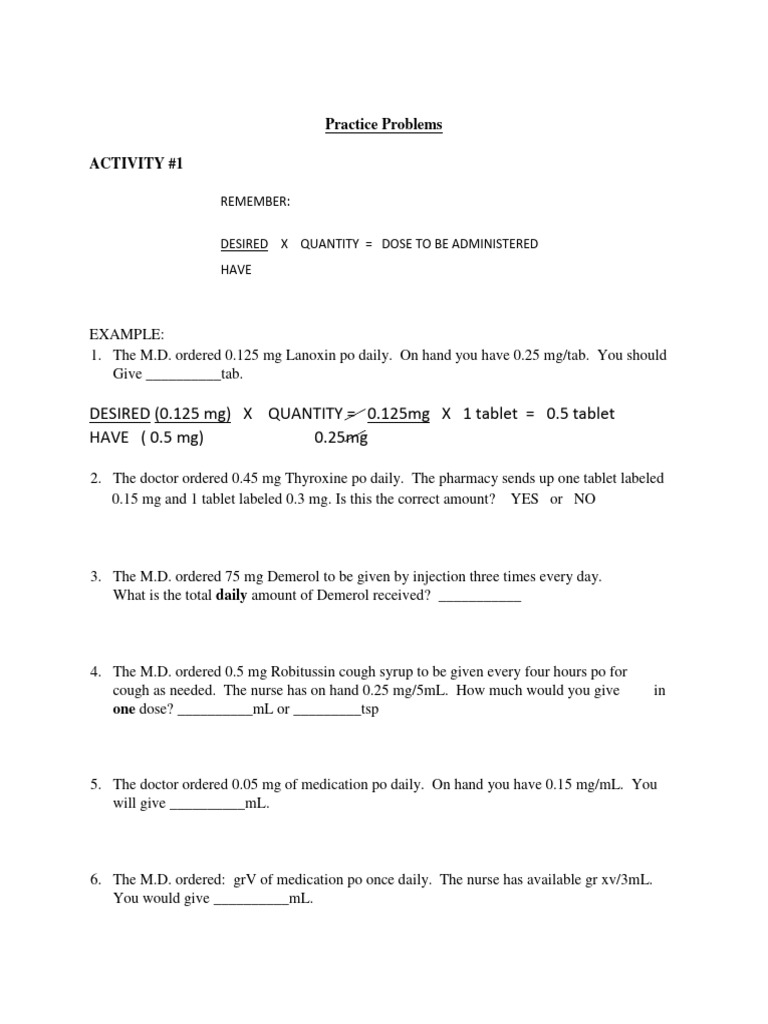 Practice-Problems-Part-1 | PDF | Dose (Biochemistry) | Chemistry