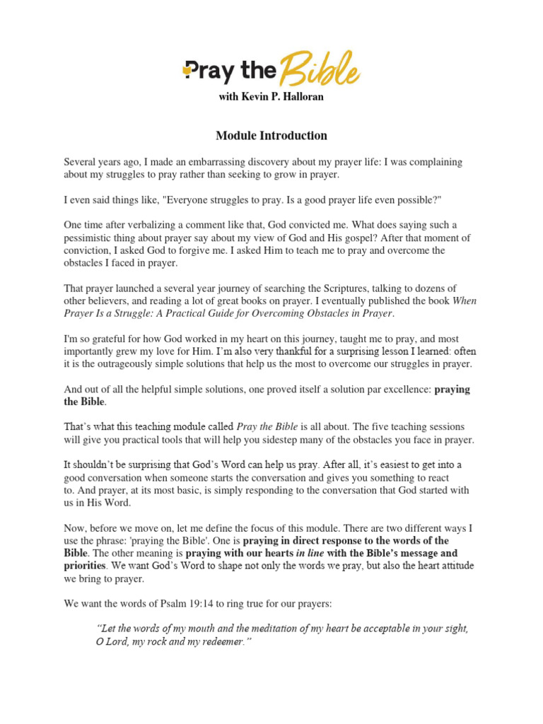 Pray The Bible 1. Why Prayer Matters | PDF | Lord's Prayer | Prayer
