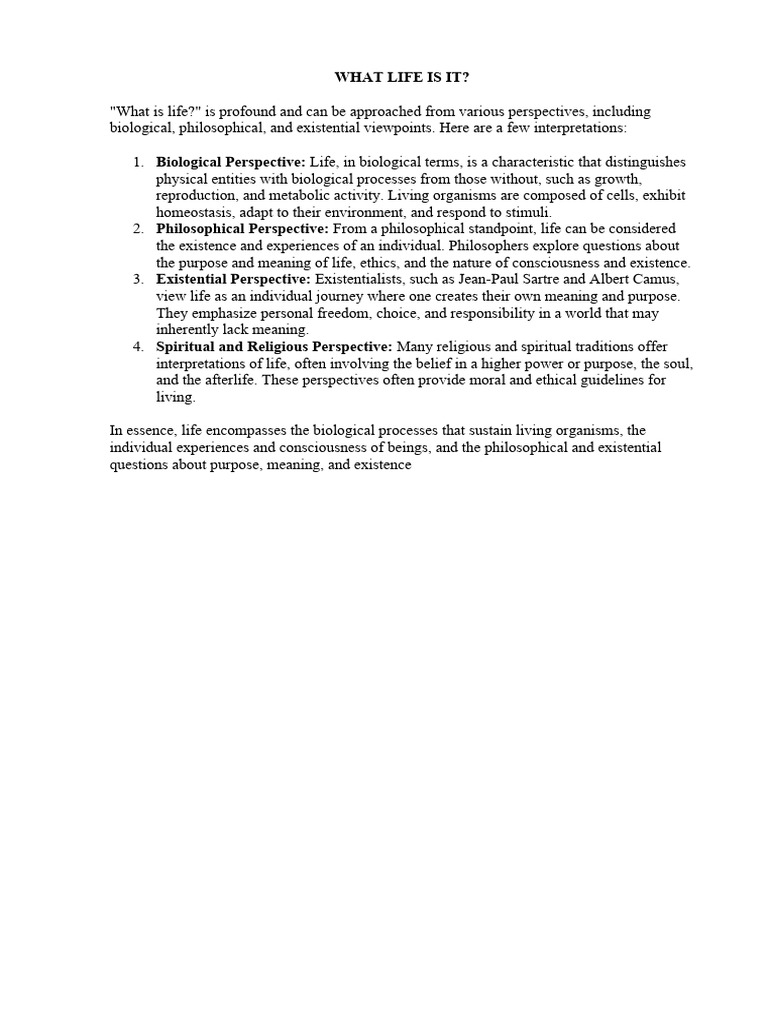 What Life Is It | PDF