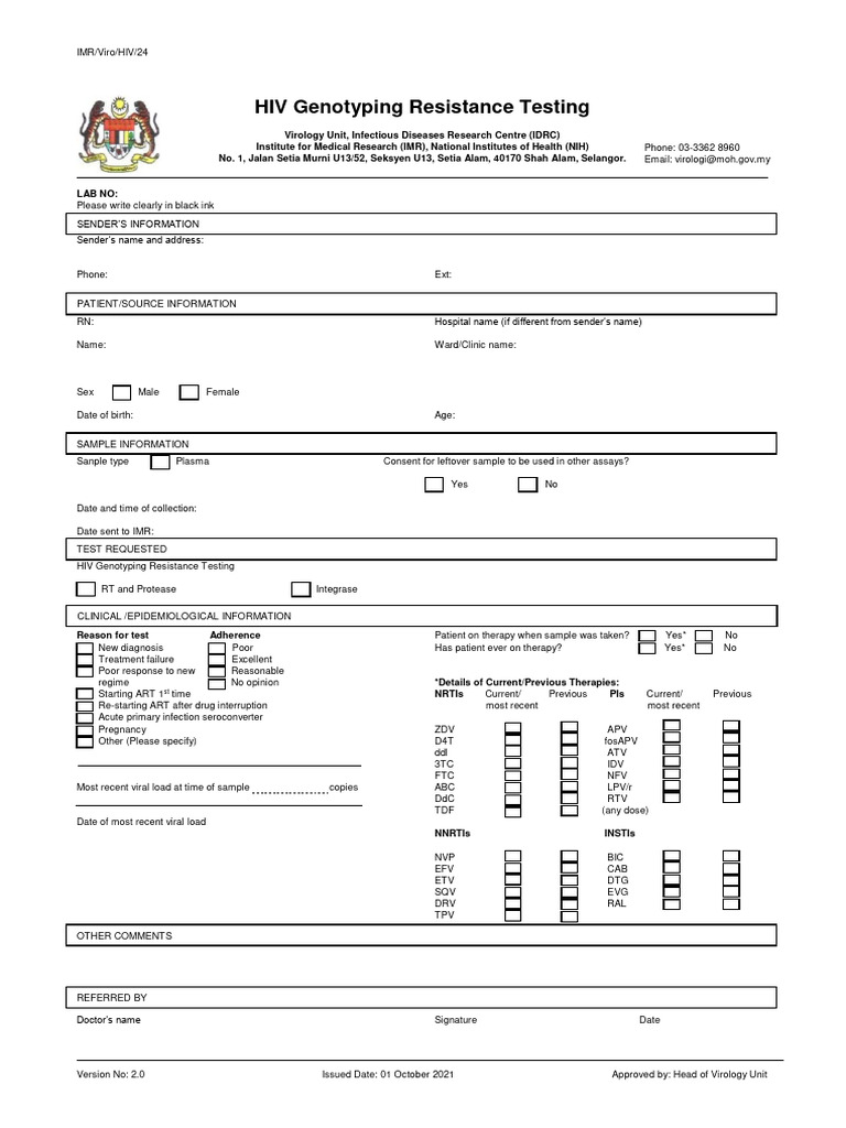 HIV Genotyping Resistance Testing IMR | PDF | Hiv | Public Health